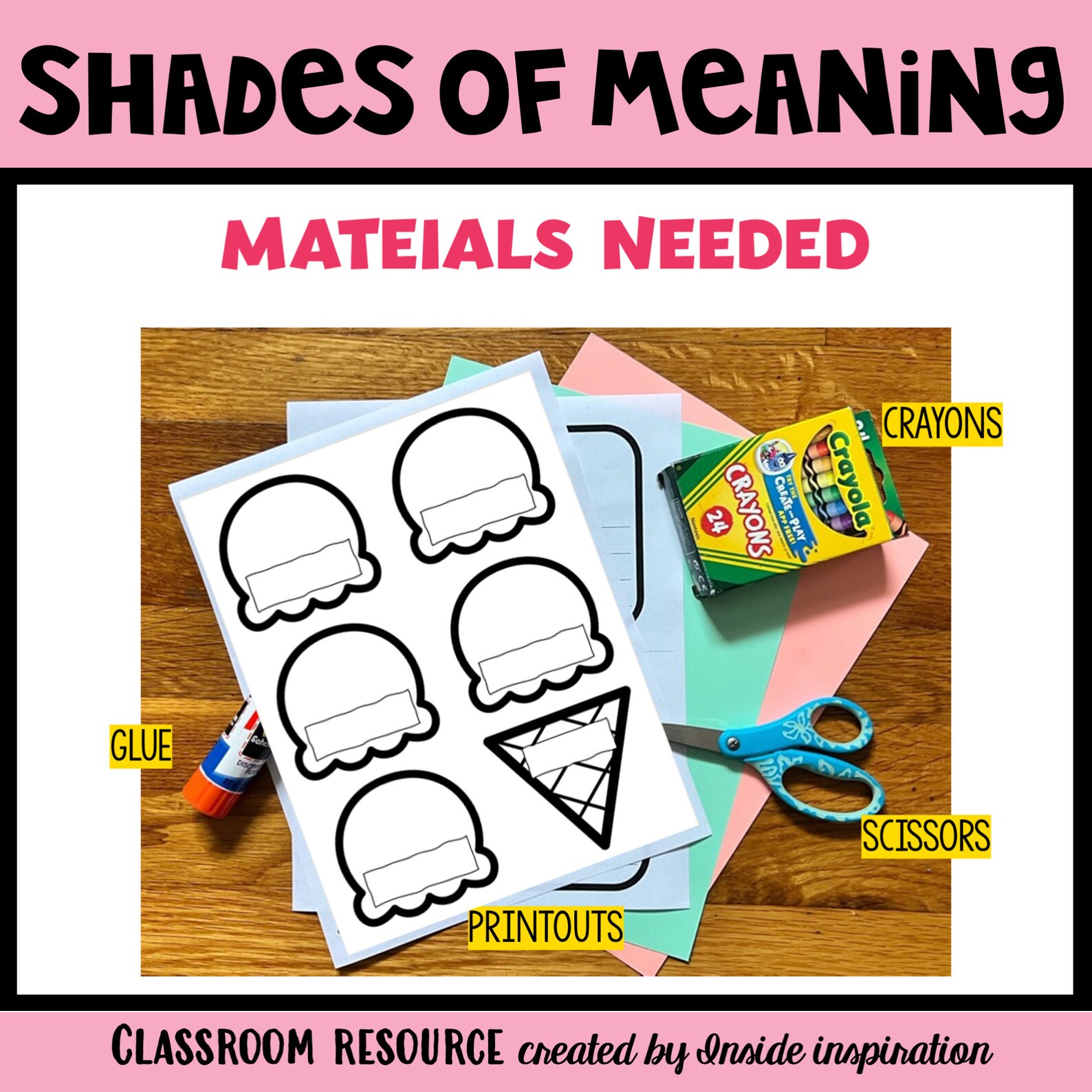 Shades of Meaning Ice Cream Craft Bulletin Board Idea - Etsy