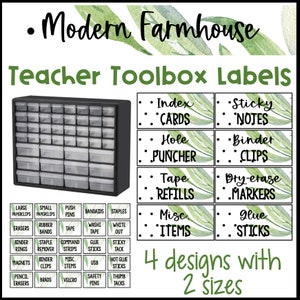 Modern Farmhouse Watercolor Teacher Toolbox Labels⎮editable - Etsy