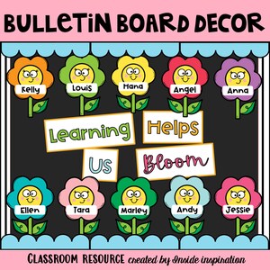 Back to School Bulletin Board Learning Helps Us Bloom Door Decor - Etsy
