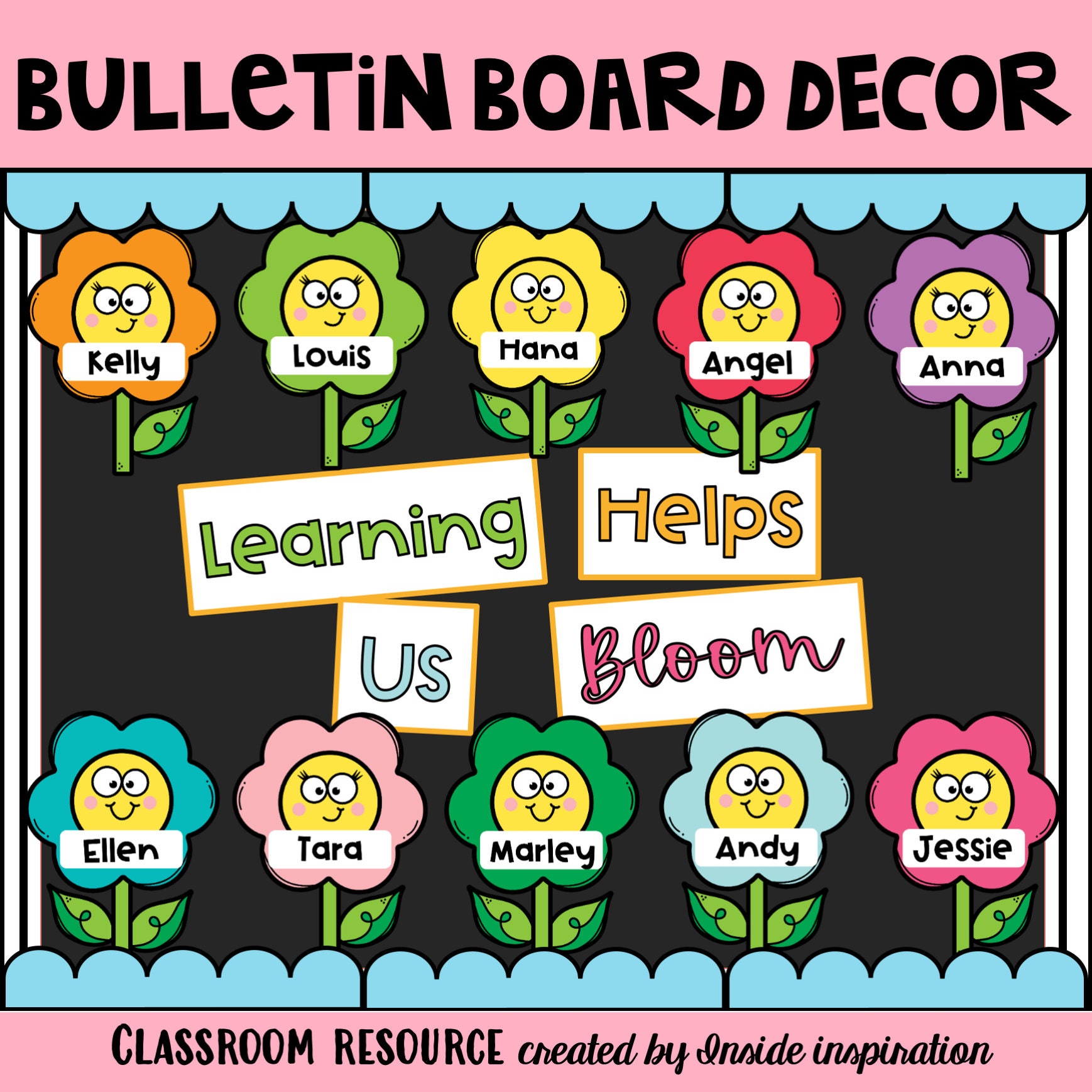 Back to School Bulletin Board Learning Helps Us Bloom Door Decor - Etsy
