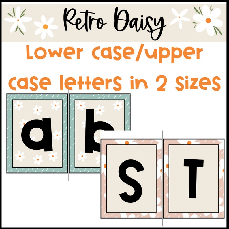 Retro Boho Daisy Themed Bulletin Board Letters Display Classroom ...