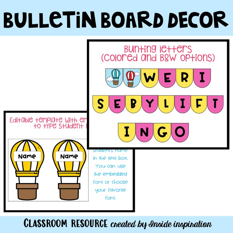 Back to School Hot Air Balloon Bulletin Board Idea and Door Decor - Etsy