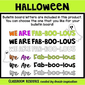 Halloween Ghost We Are Fab-boo-lous Simple Writing Bulletin Board Kit ...