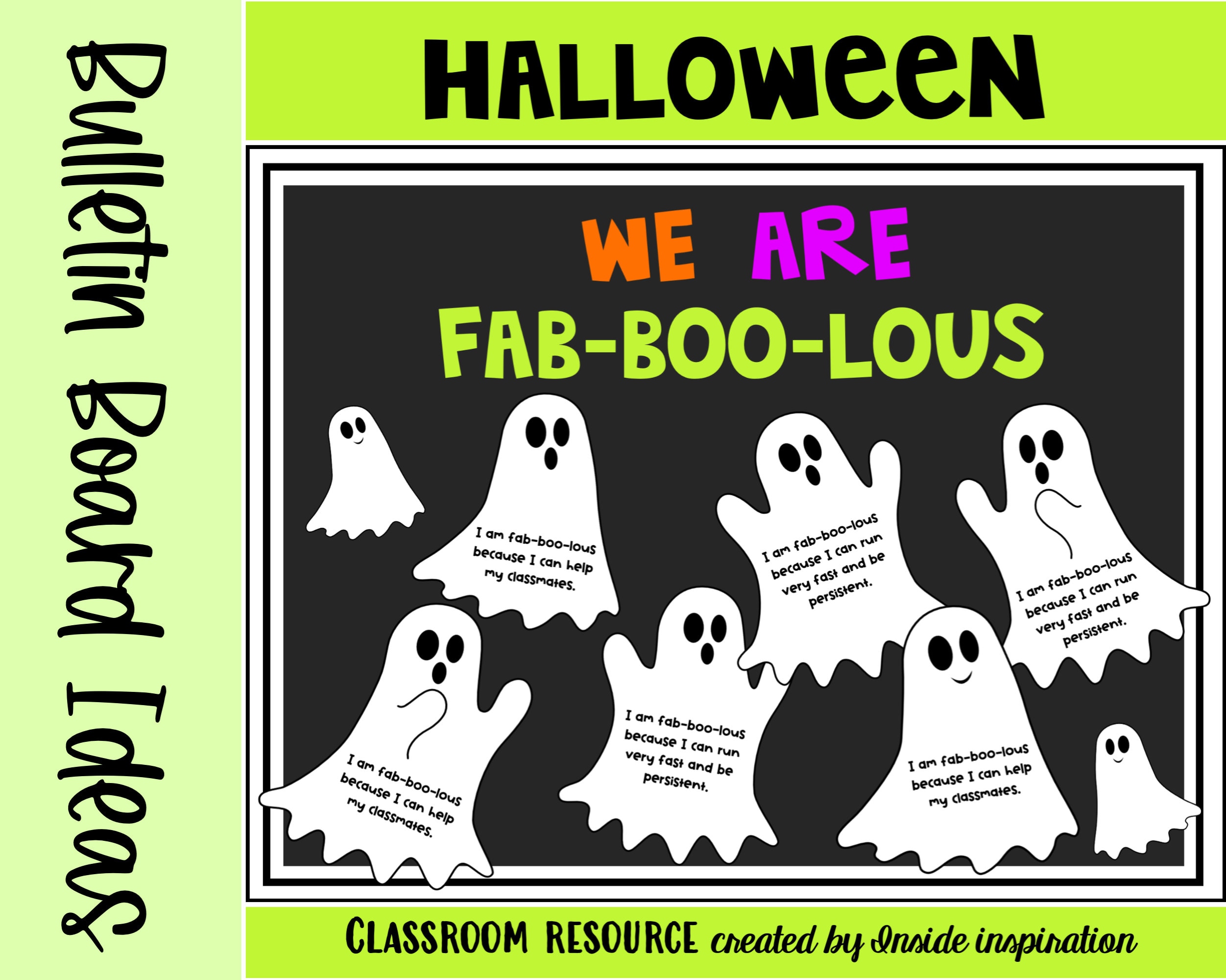 Halloween Ghost We Are Fab-boo-lous Simple Writing Bulletin Board Kit ...