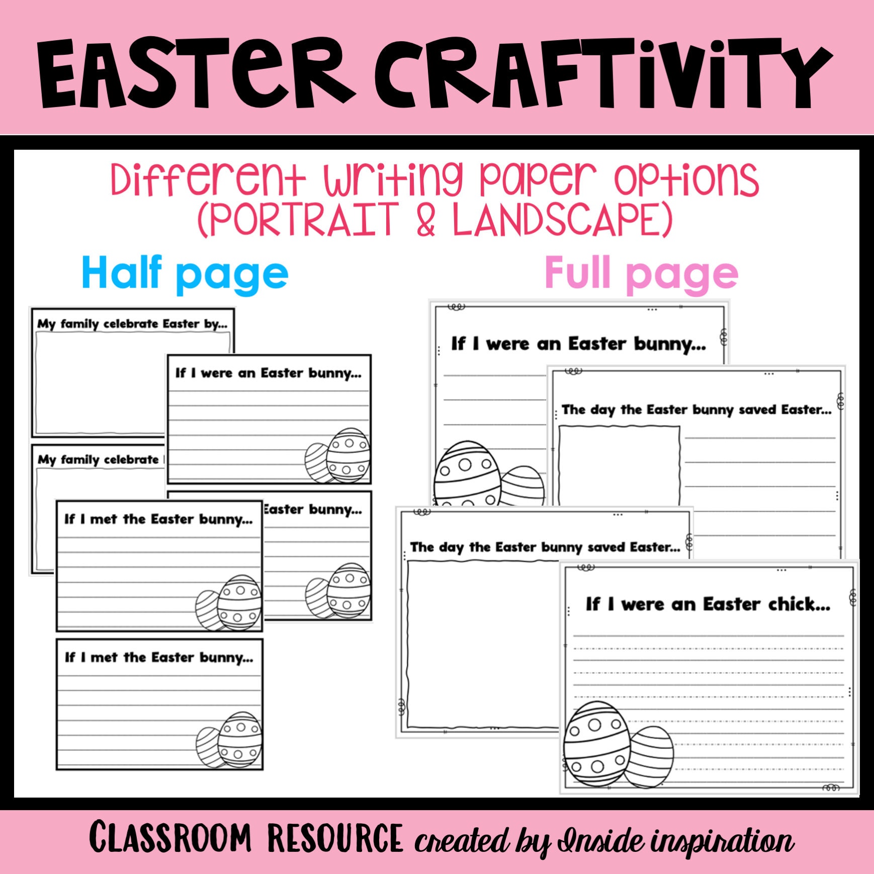 Easter Bunny and Chick Writing Craftivity Bulletin Board Idea - Etsy
