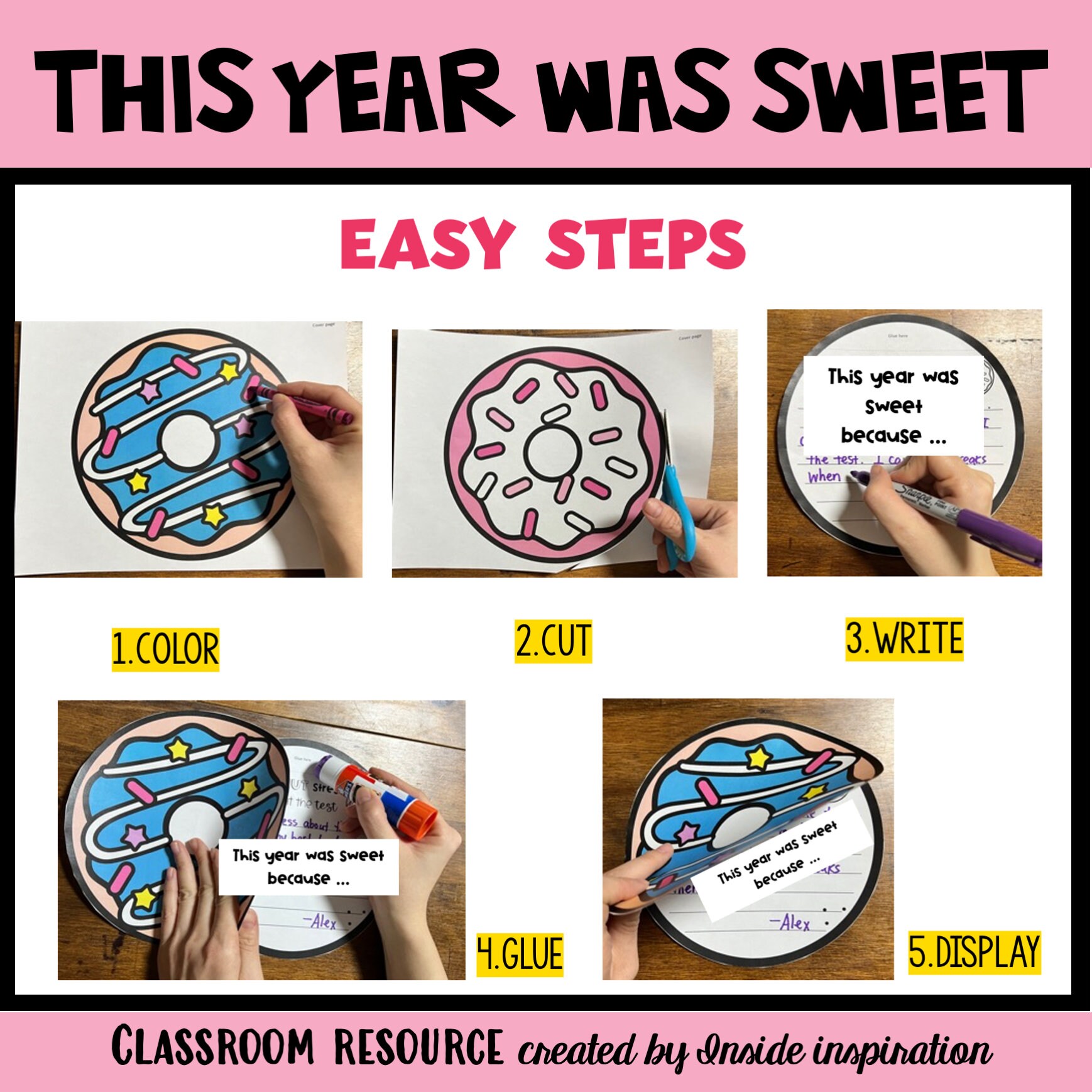 End of Year Bulletin Board This Year Was Sweet Writing Craft-donut ...