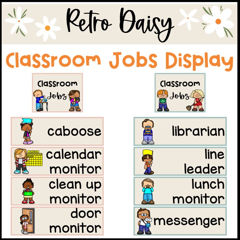 Retro Boho Daisy Themed Calming Color Classroom Decor Bundle Editable ...