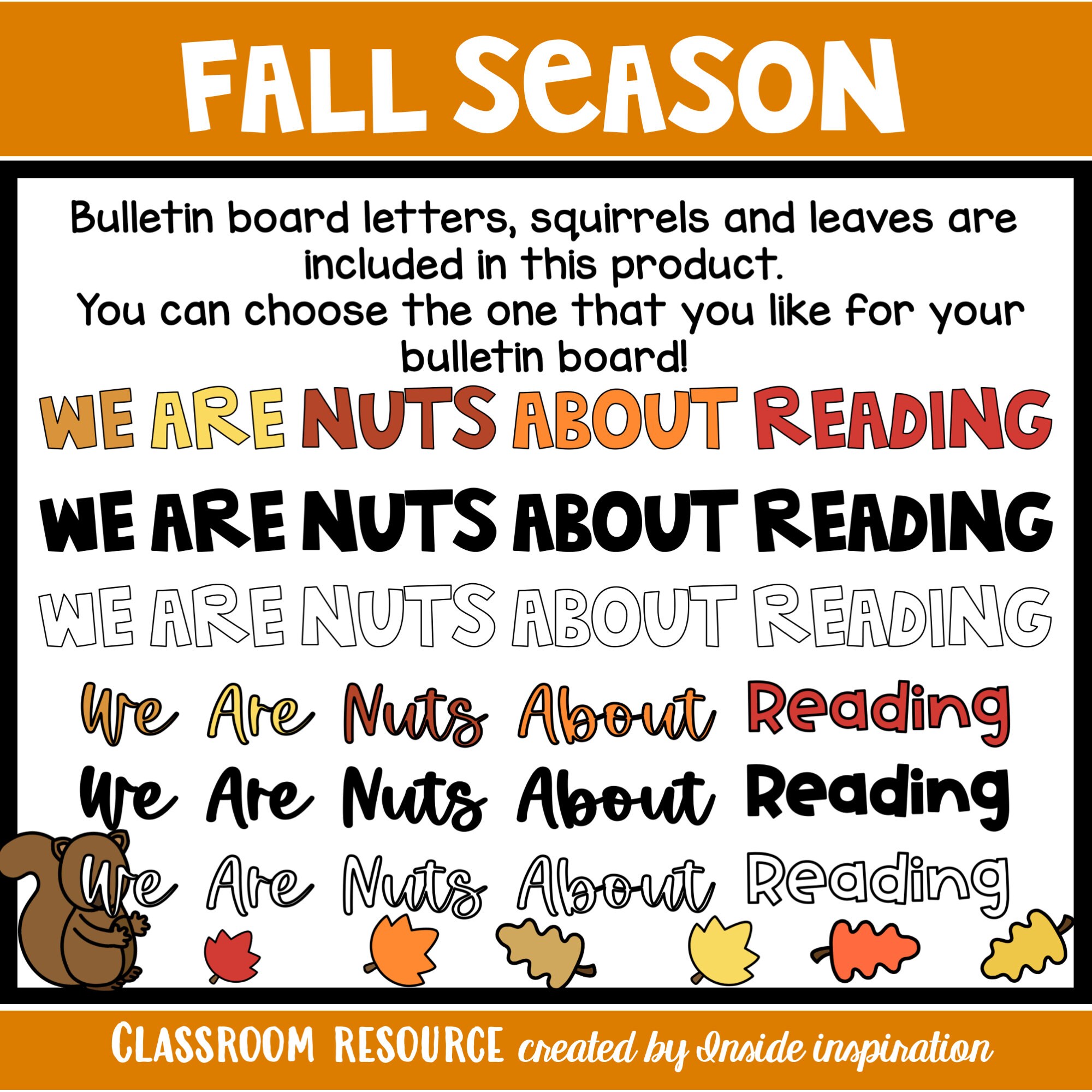 Fall Season We Are Nuts About Reading Writing Flipbook Bulletin Board ...