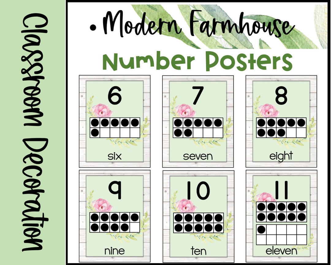 Modern Farmhouse Number Posters Calming Watercolor Classroom Decor - Etsy