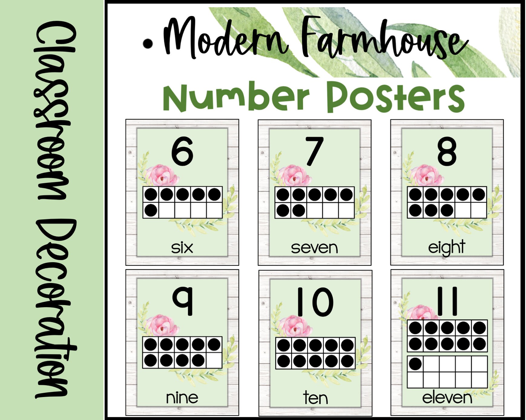 Modern Farmhouse Number Posters Calming Watercolor Classroom Decor - Etsy