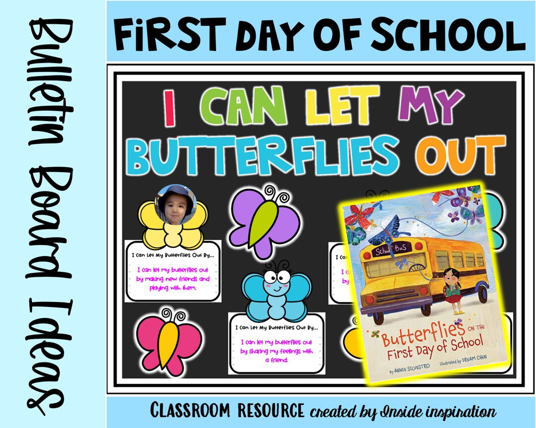 Butterflies on the First Day of School Craftivity Bulletin Board Kit - Etsy