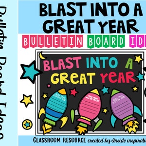 Back to School Blast Into A Great Year Writing Rocket Theme Bulletin ...