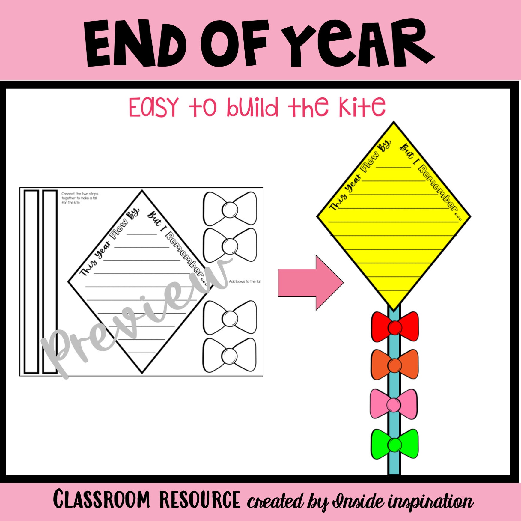 This Year Flew by Writing Craft End of Year Kite Theme Bulletin Board ...