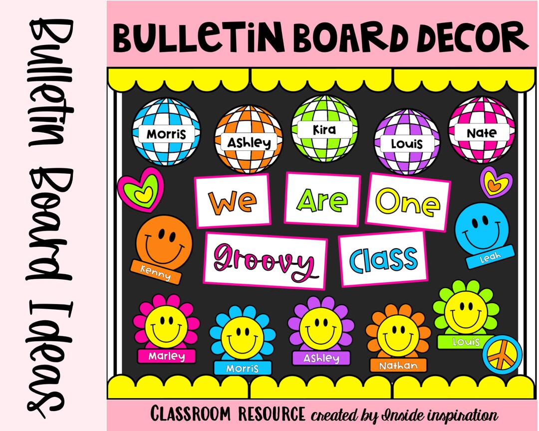 Back to School Groovy Retro Smiley Faces Bulletin Board Idea Door Decor ...