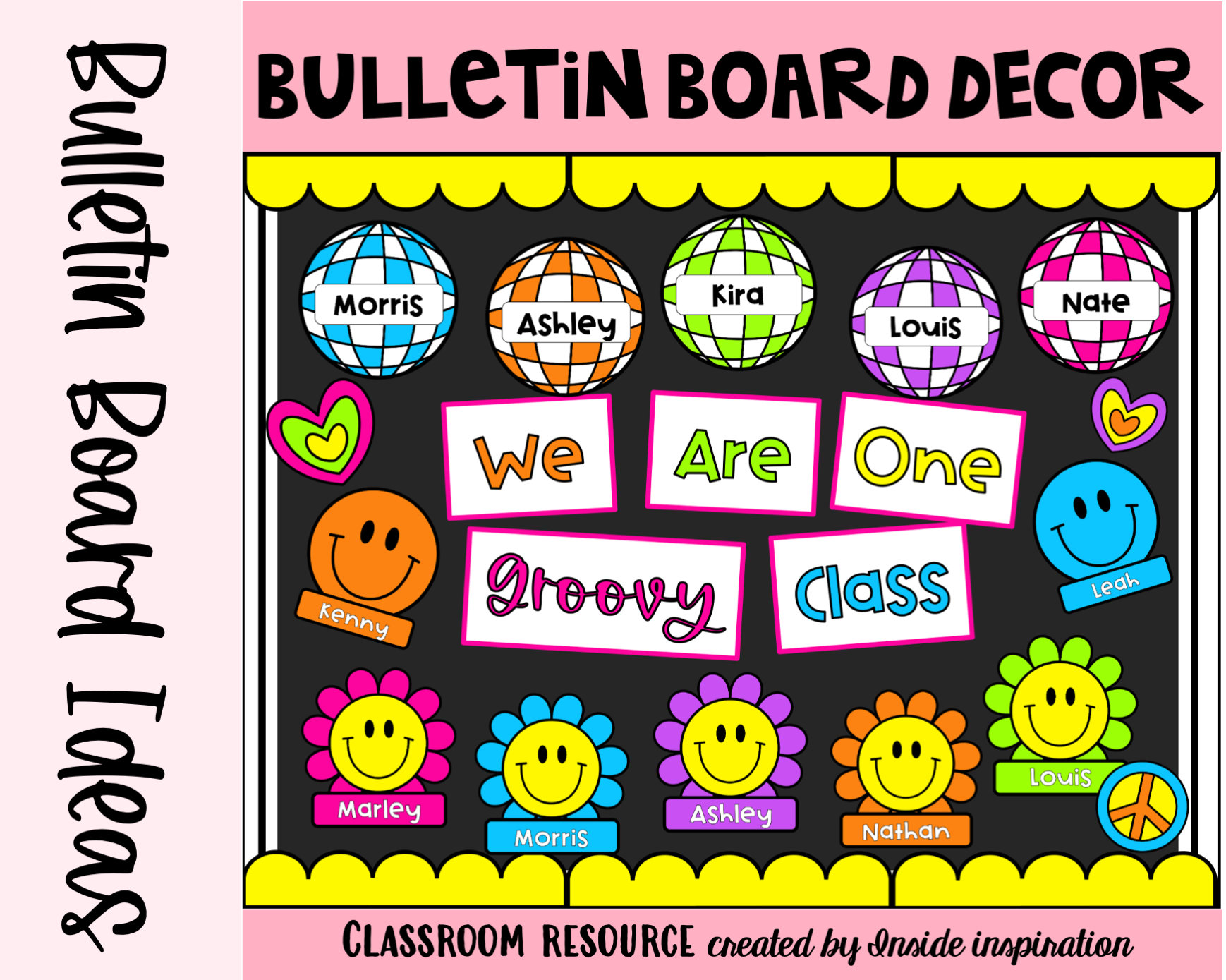 Back to School Groovy Retro Smiley Faces Bulletin Board Idea Door Decor ...