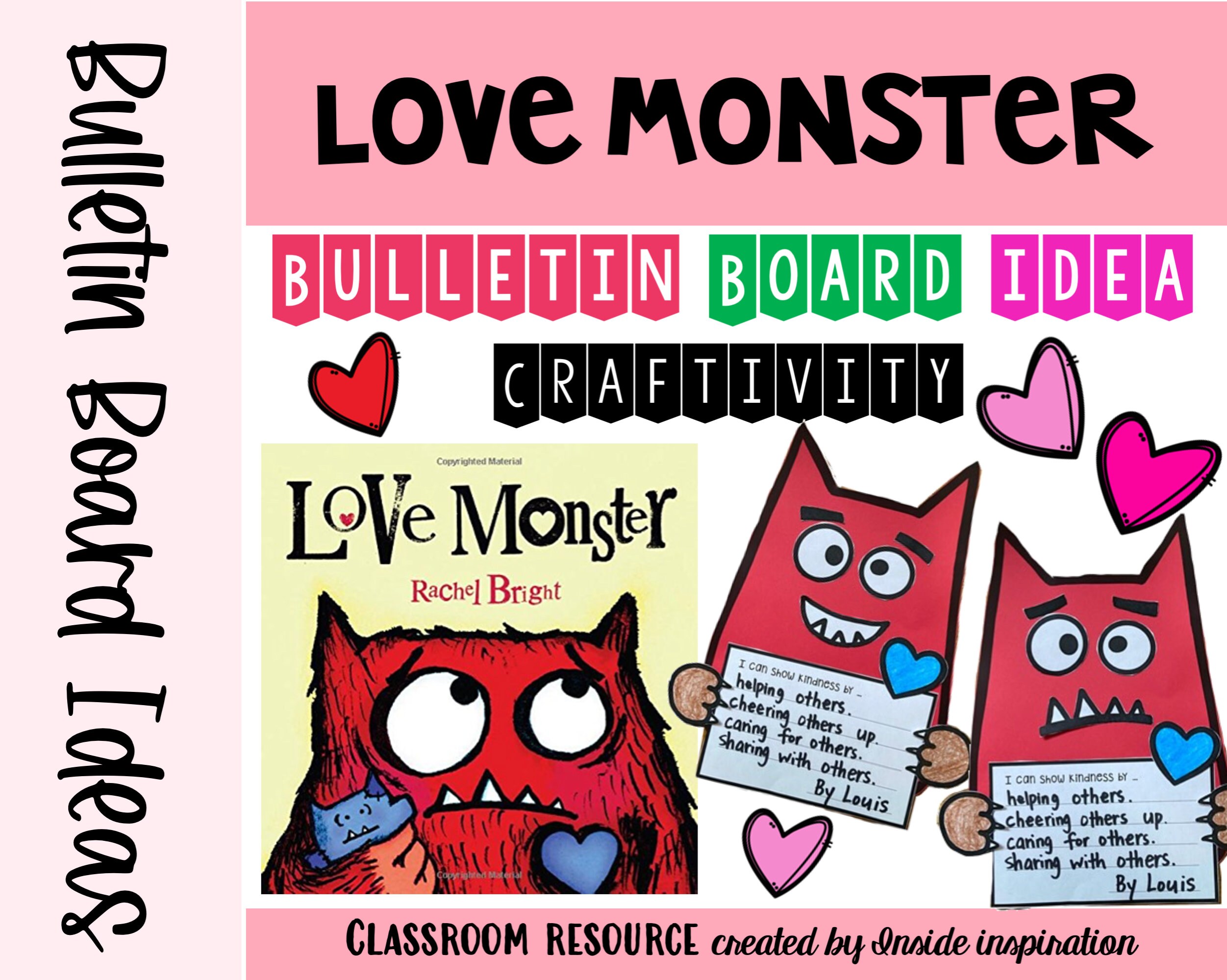Love Monster Book Writing Craftivity Valentine's Day Bulletin Board Kit ...