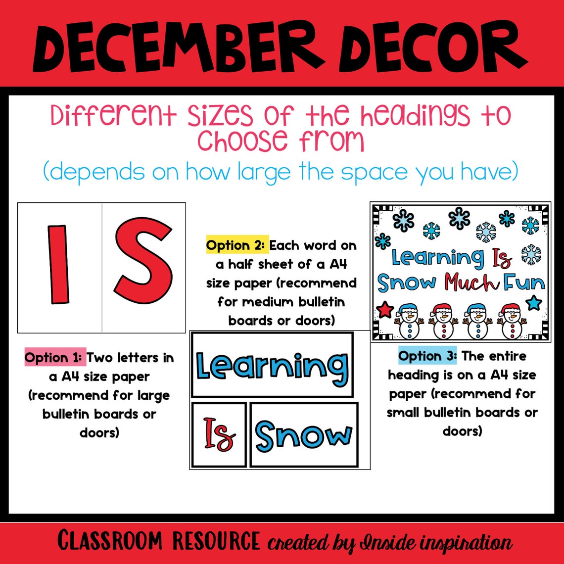 Snowman Themed Monthly Classroom Decor Bulletin Board Idea-december - Etsy
