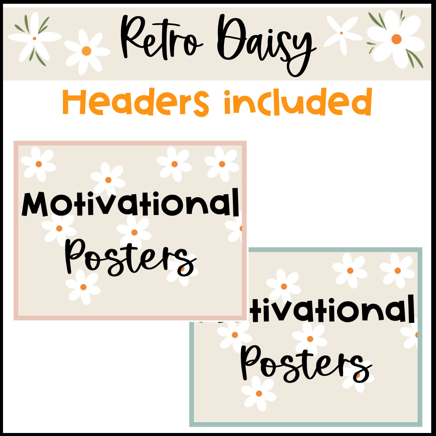 Retro Boho Daisy Themed Motivational Posters Calming Classroom - Etsy