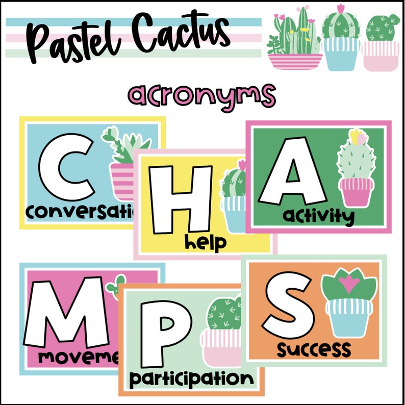 Pastel Cactus Themed CHAMPS Posters Classroom Decor⎮editable - Etsy