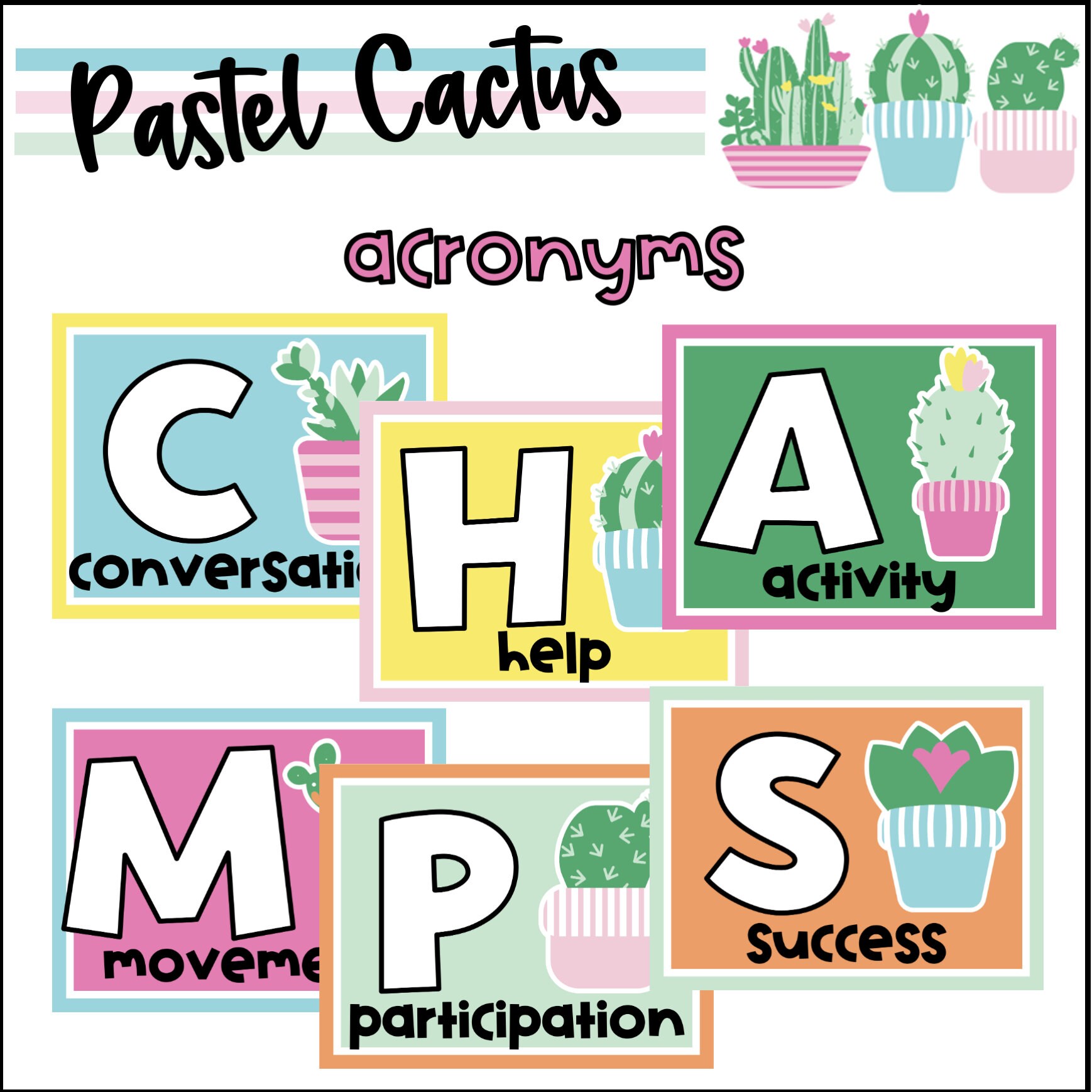 Pastel Cactus Themed CHAMPS Posters Classroom Decor⎮editable - Etsy