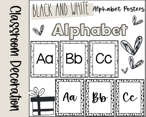 Modern Black and White Alphabet Posters Alphabet Posters - Etsy