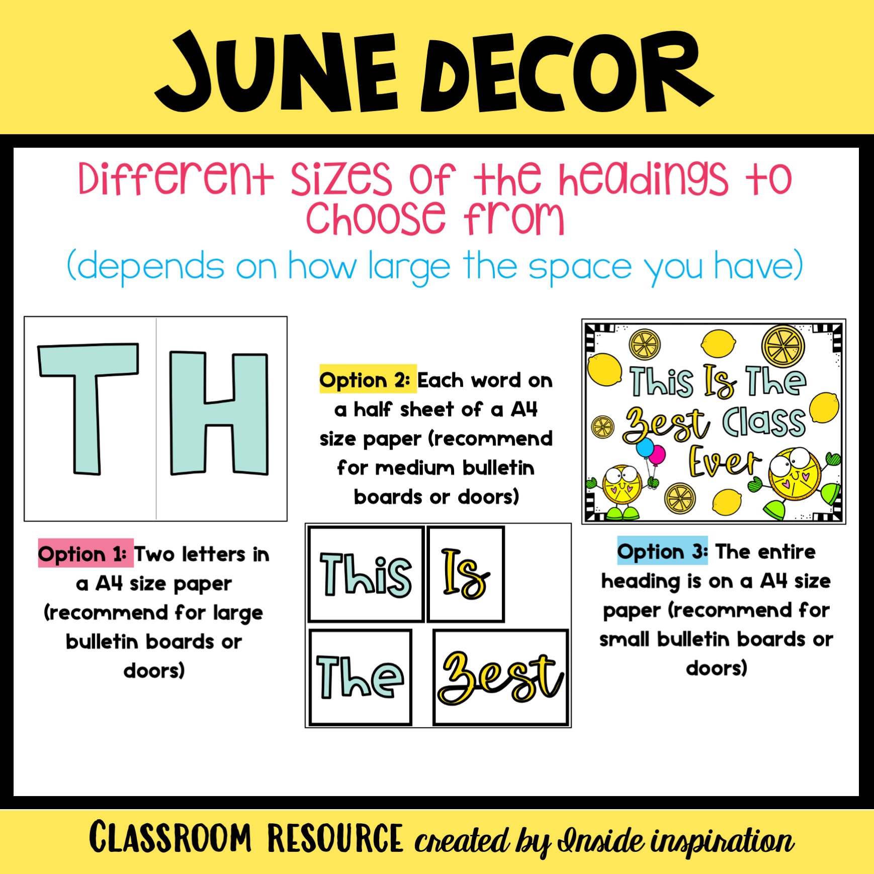 Lemon Themed Monthly Classroom Decor Bulletin Board Idea-june - Etsy