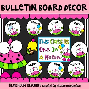 Back to School Bulletin Board This Class is One in A Melon Door Decor ...