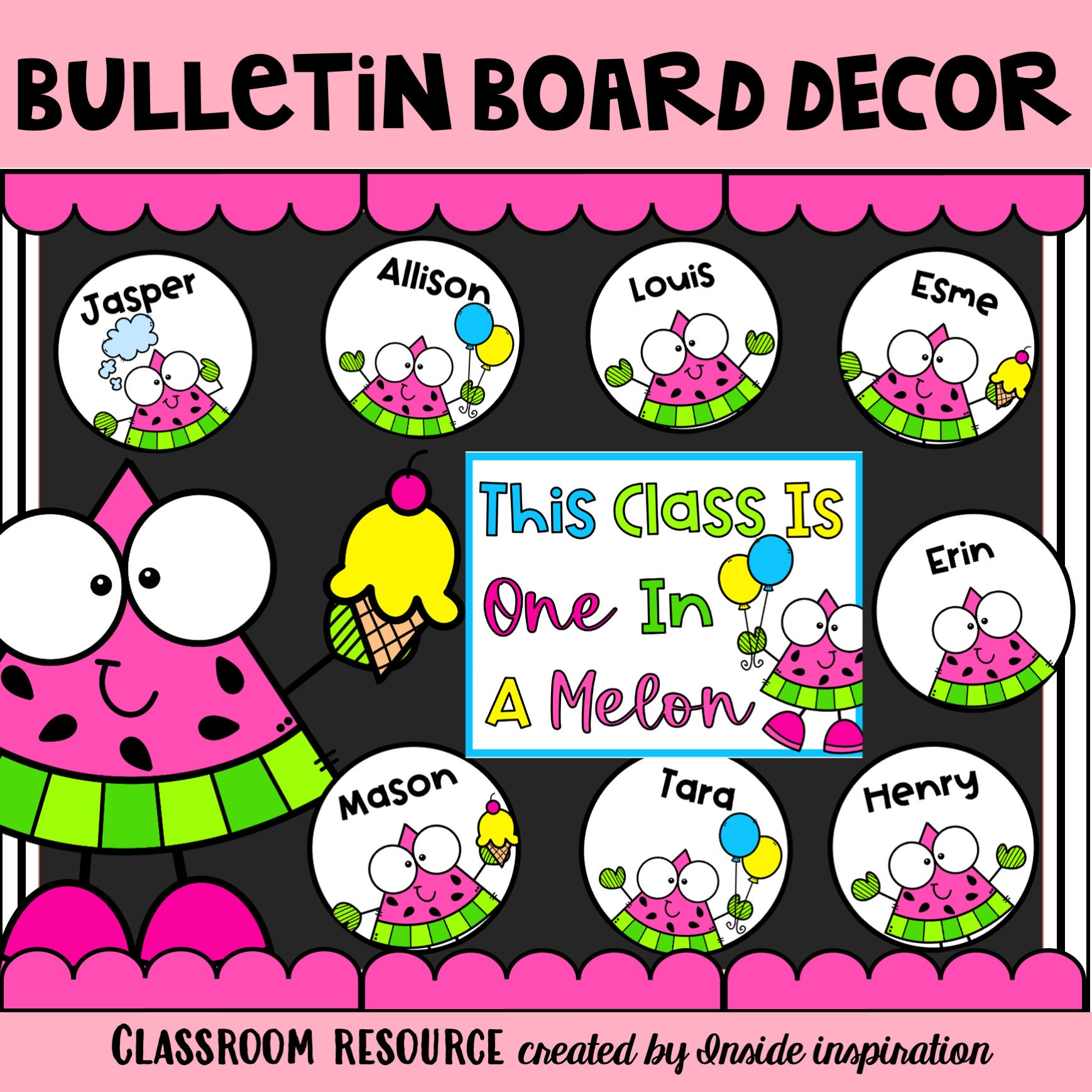 Back to School Bulletin Board This Class is One in A Melon Door Decor ...