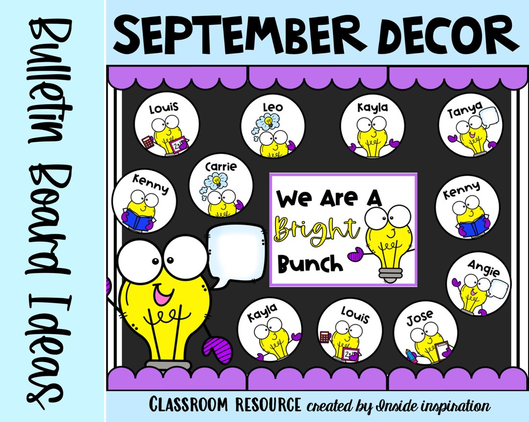 Back to School Bulletin Board Idea Bright Light Bulbs Door Decor ...
