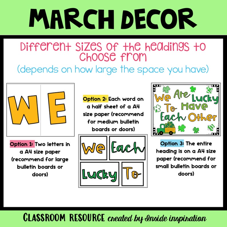 Clover Themed Monthly Classroom Decor Bulletin Board Idea-february - Etsy