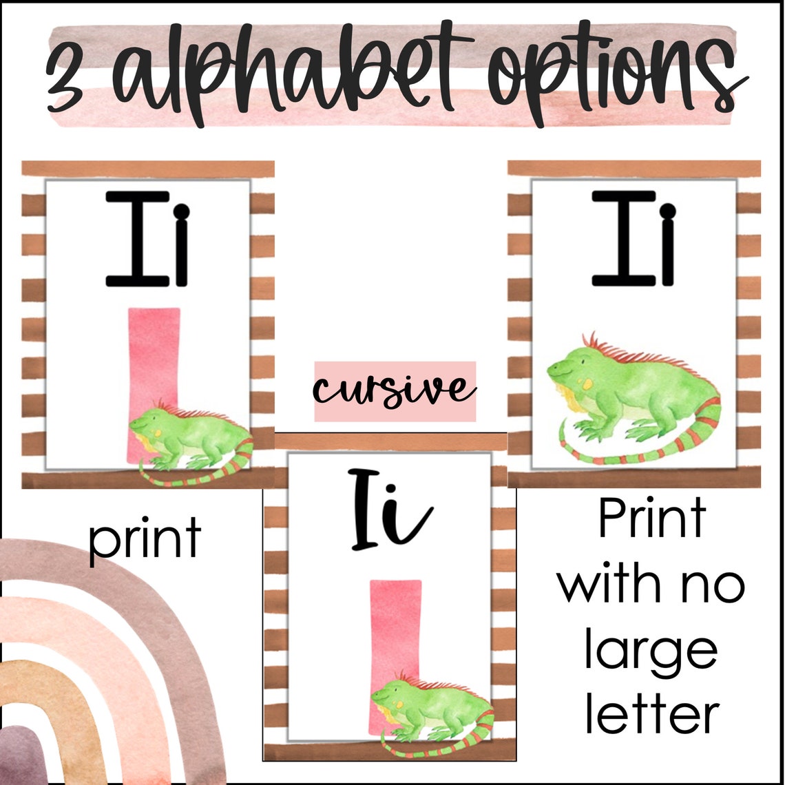 Boho Rainbow Alphabet Posters: Watercolor Classroom Decor (digital ...