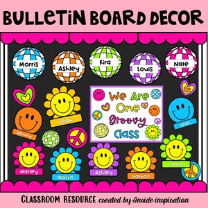 Back to School Groovy Retro Smiley Faces Bulletin Board Idea Door Decor ...