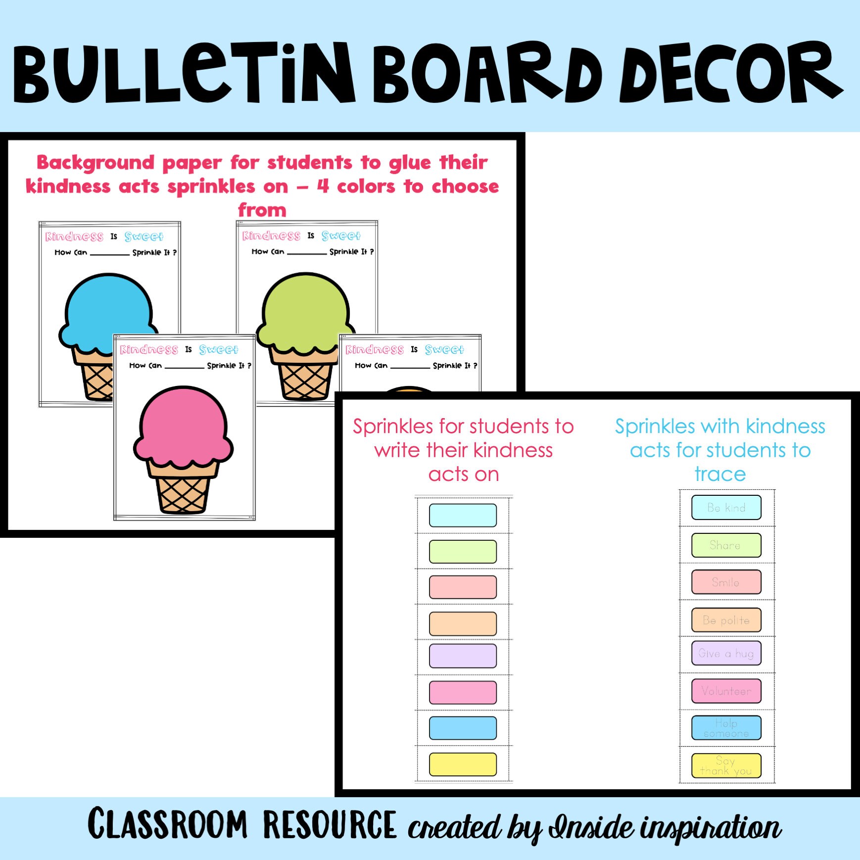 Kindness SEL Bulletin Board Idea Ice Cream Themed - Etsy