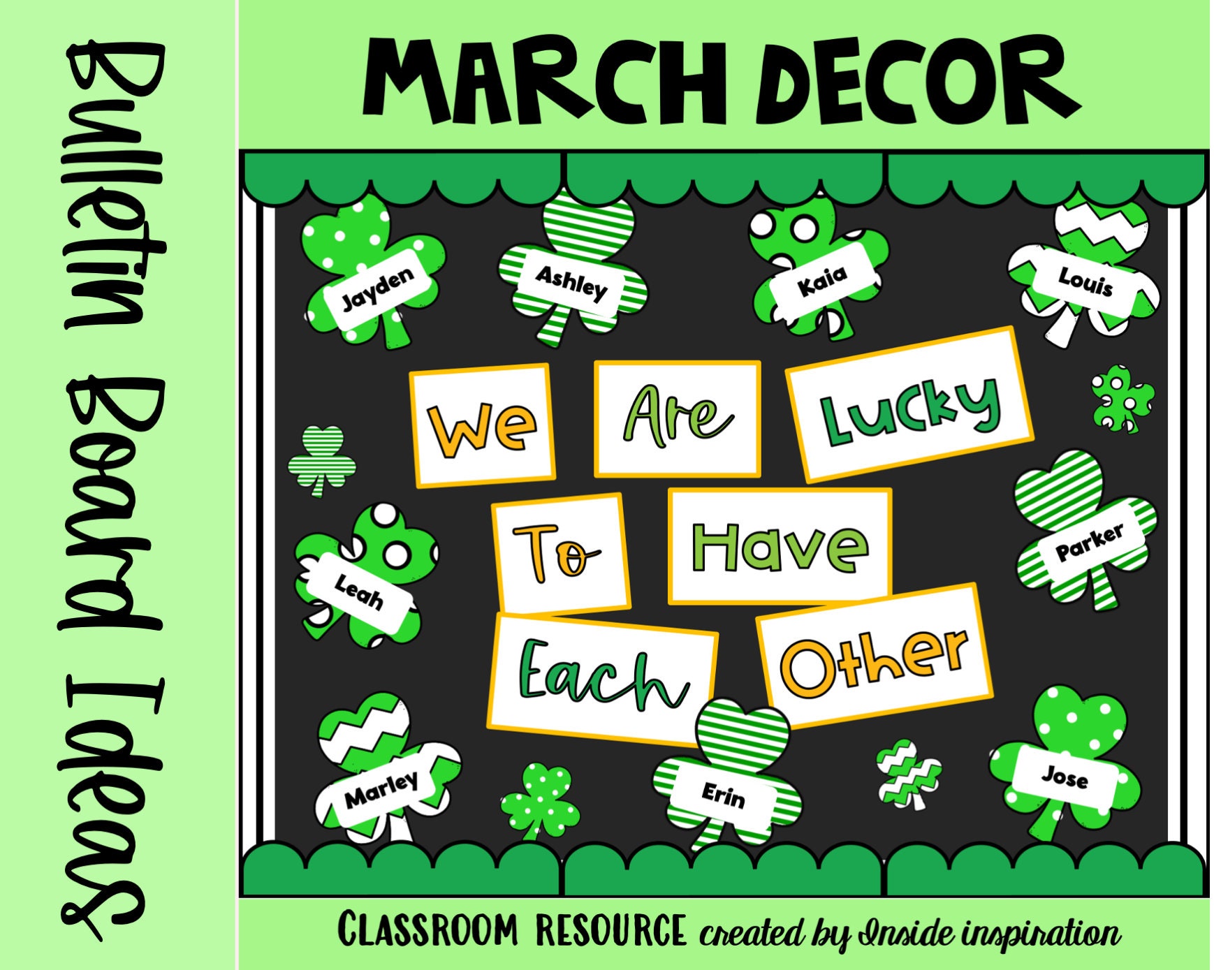 Clover Themed Monthly Classroom Decor Bulletin Board Idea-february - Etsy