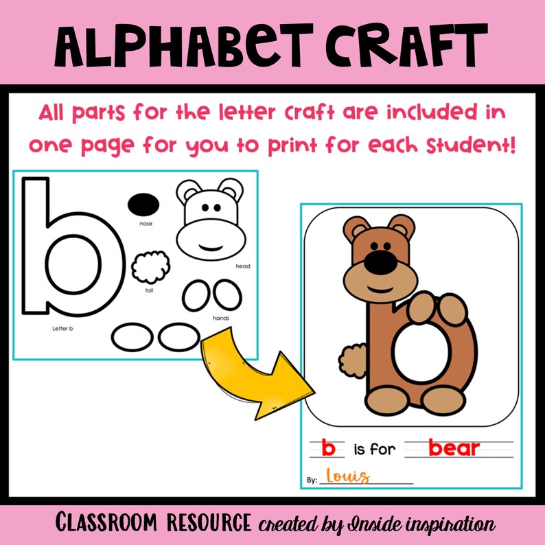 Alphabet Letter Crafts Printables Lower and Upper Case Letters Bundle ...