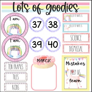 Rainbow Unicorn Classroom Decor, Unicorn Theme Classroom Display, Polka ...