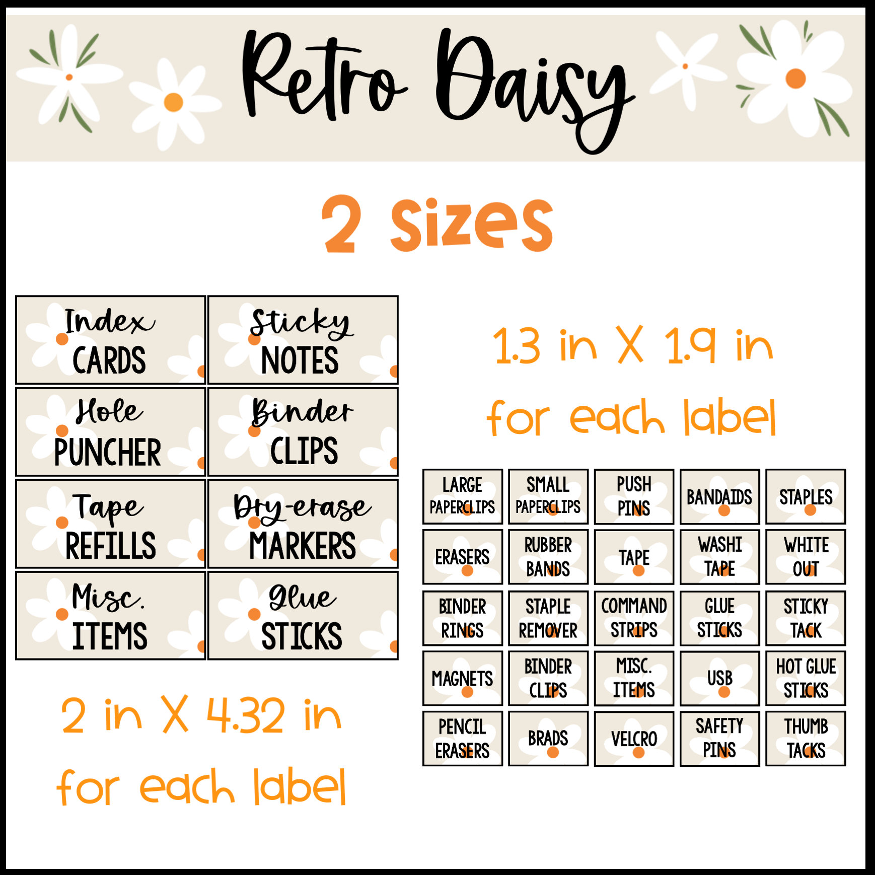 Retro Boho Daisy Themed Teacher Toolbox Labels⎮editable - Etsy