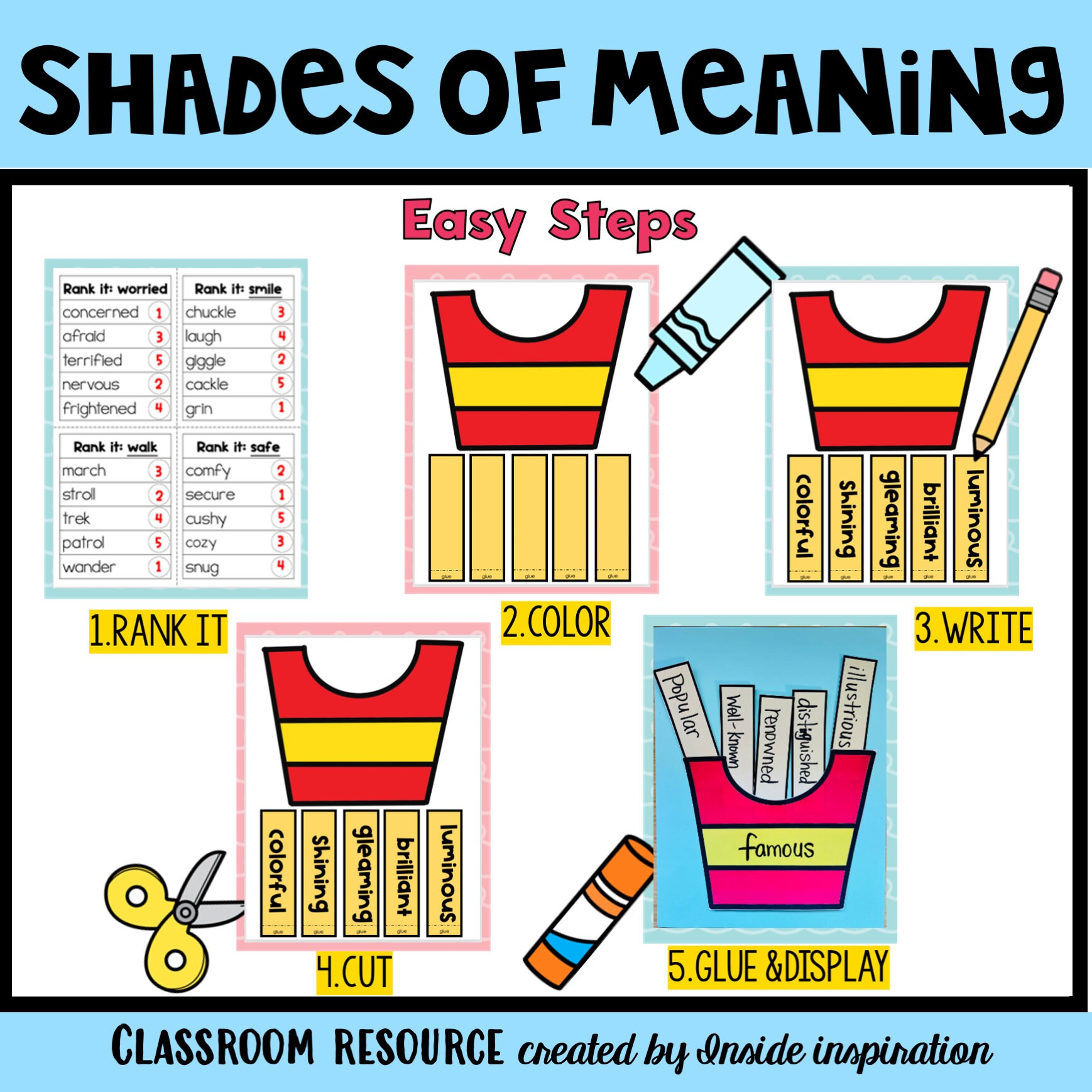 Shades of Meaning French Fries Craft Bulletin Board Idea - Etsy