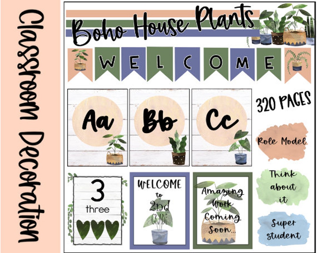 Boho House Plants Classroom Decor: Complete Pack (digital Download) - Etsy