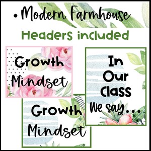 Modern Farmhouse Growth Mindset Posters Calming Watercolor Classroom ...