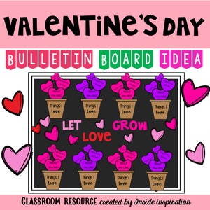 Valentine's Day Let Love Grow Cactus Plant Craft Bulletin Board Kit - Etsy