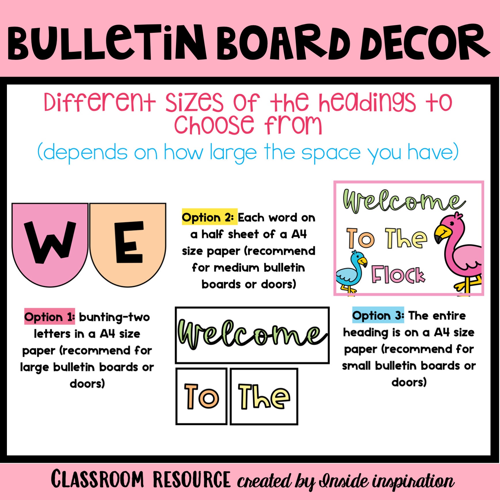 Back to School Bulletin Board Welcome to the Flock Flamingo Themed Door ...