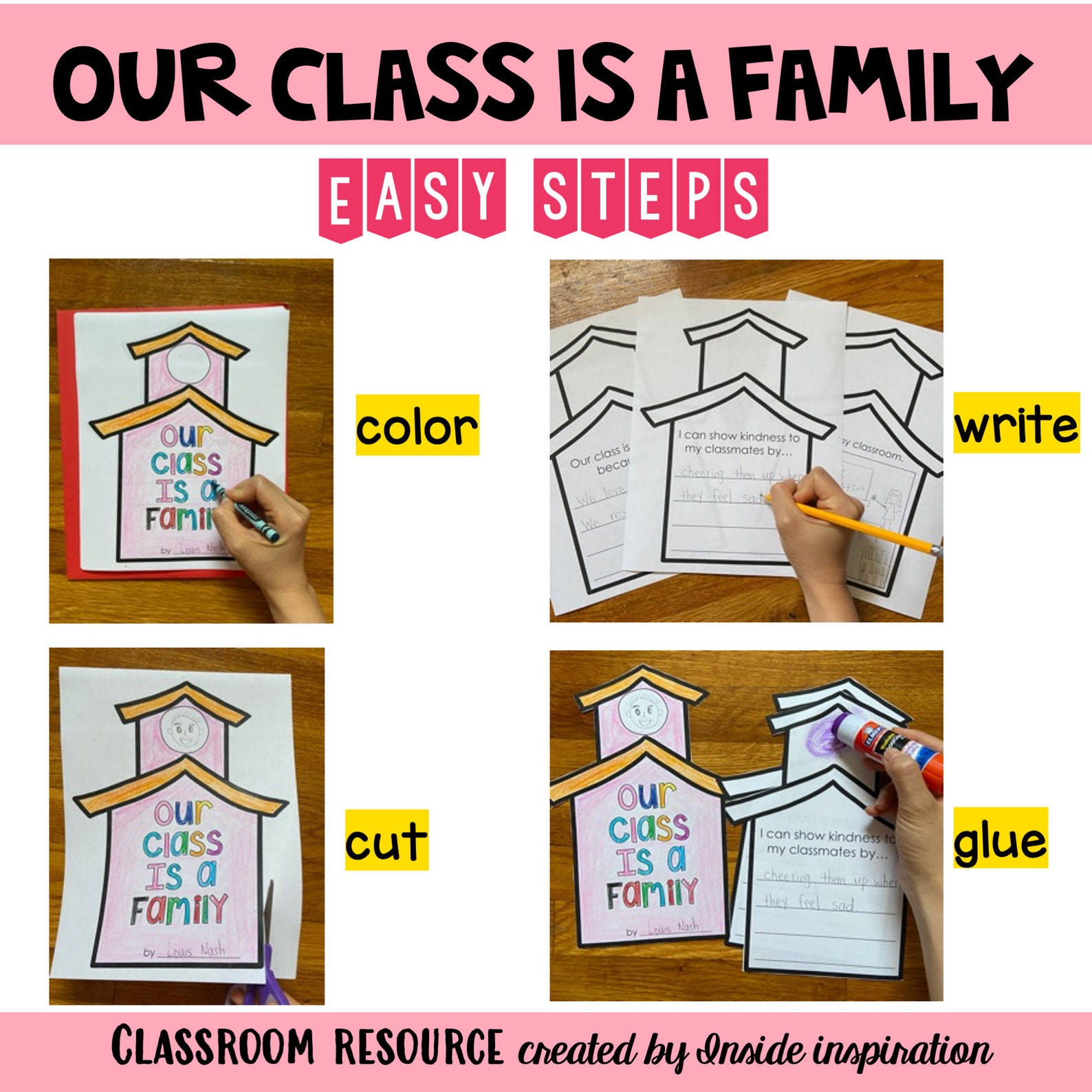 Our Class is a Family Flipbook Craftivity Writing Activity - Etsy