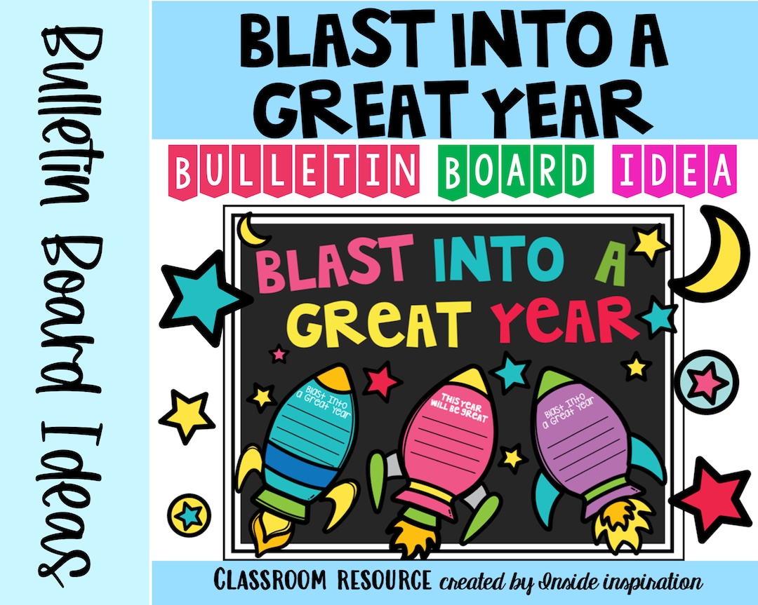 Back to School Blast Into A Great Year Writing Rocket Theme Bulletin ...