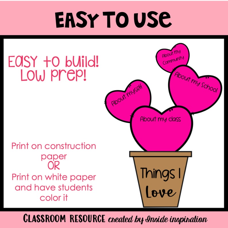 Valentine's Day Let Love Grow Cactus Plant Craft Bulletin Board Kit - Etsy