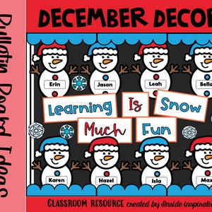 Snowman Themed Monthly Classroom Decor Bulletin Board Idea-december - Etsy