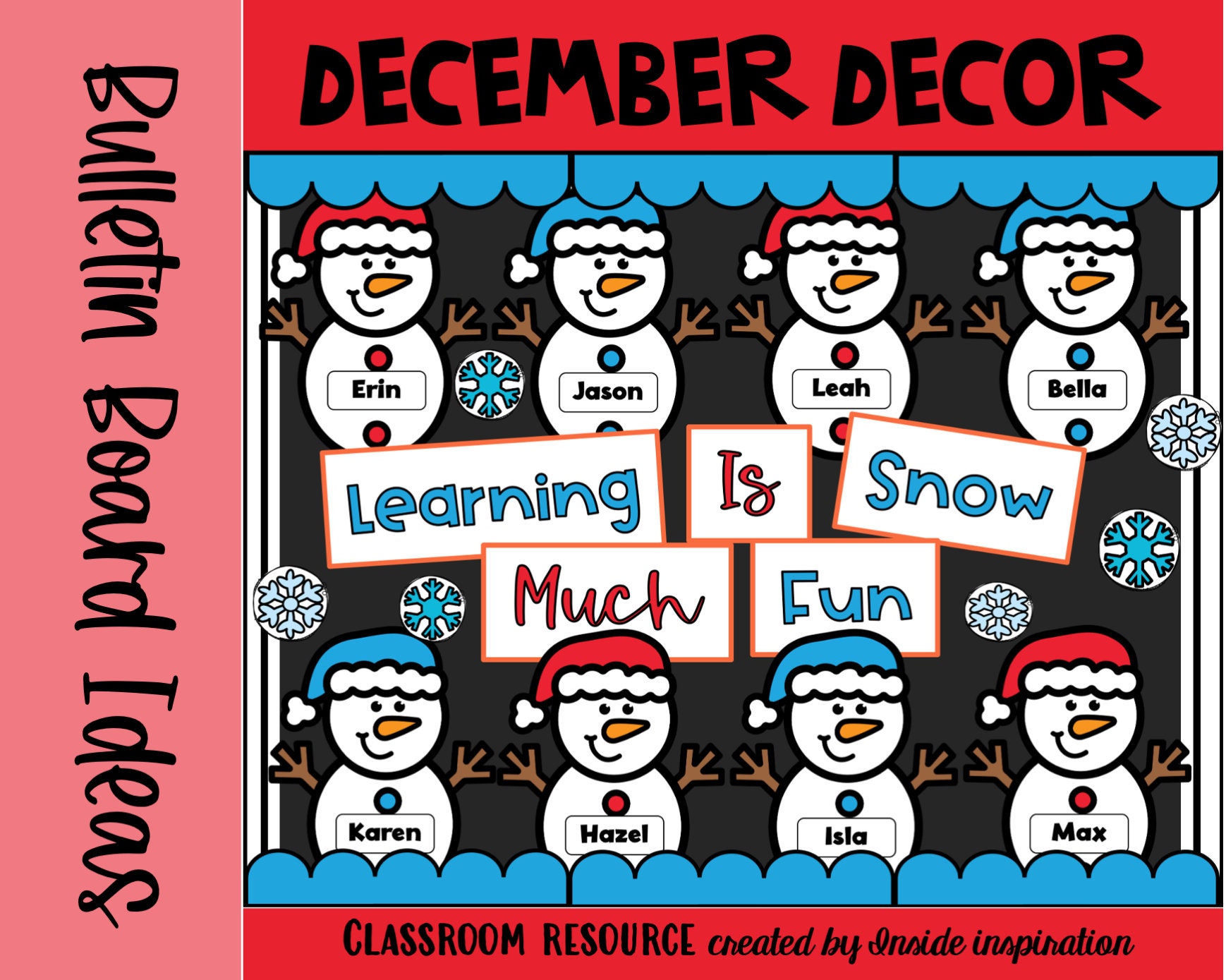 Snowman Themed Monthly Classroom Decor Bulletin Board Idea-december - Etsy