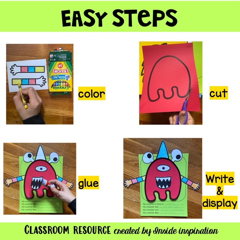 Build a Monster Craft Simple Writing Craftivity Bulletin Board Kit - Etsy