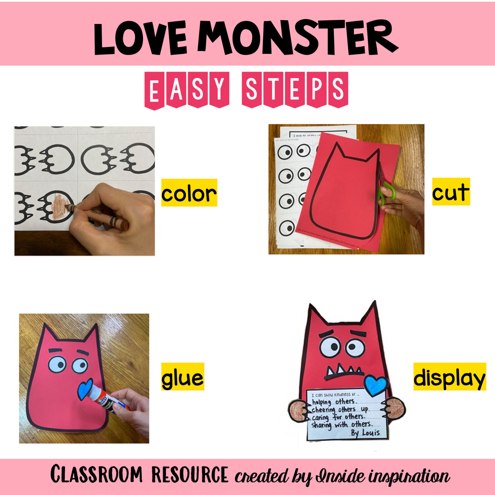 Love Monster Book Writing Craftivity Valentine's Day Bulletin Board Kit ...