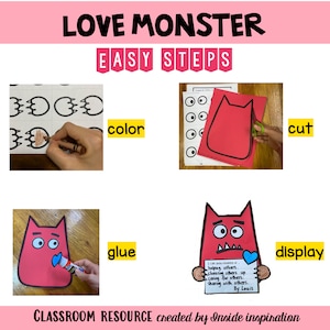 Love Monster Book Writing Craftivity Valentine's Day Bulletin Board Kit ...